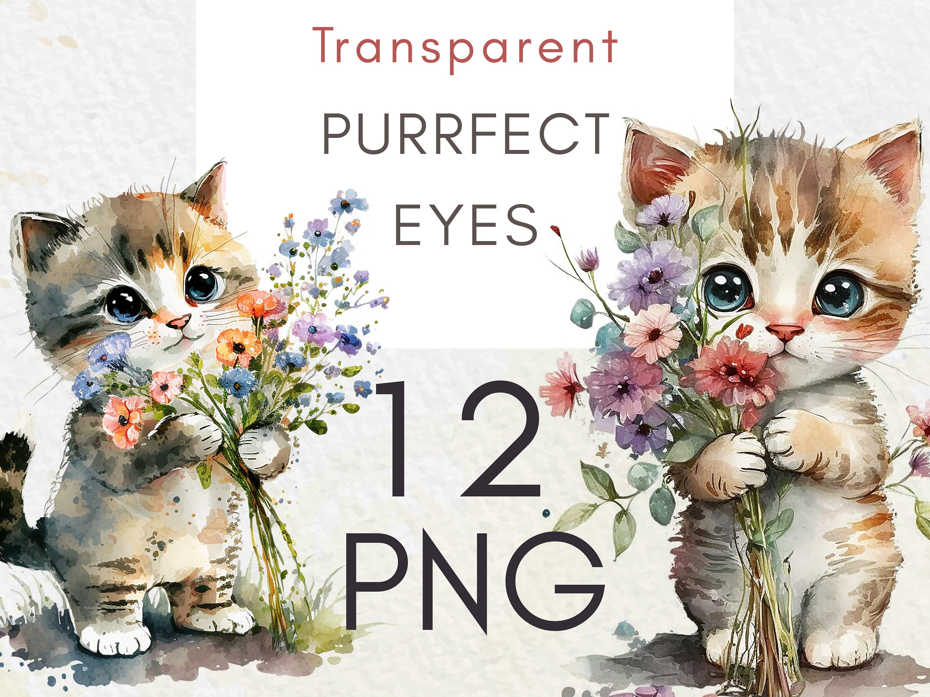 Watercolor Baby Cats Clipart Watercolour Kitten Transparent - Etsy