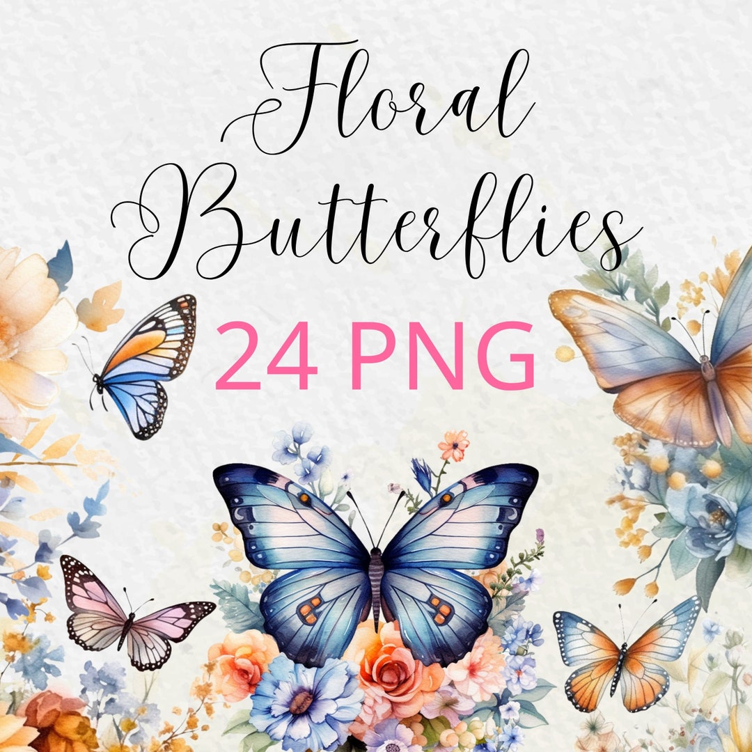 Watercolor Floral Butterfly PNG Clipart, Transparent PNG, Digital ...
