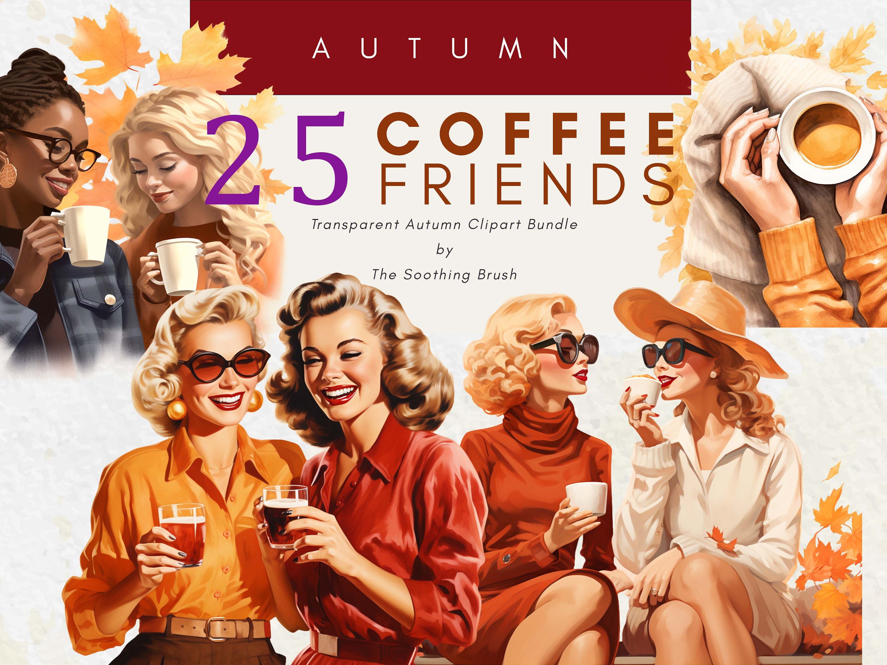 Coffee Friends Clipart, Watercolor Best Friends Soul Sister Clip Art ...