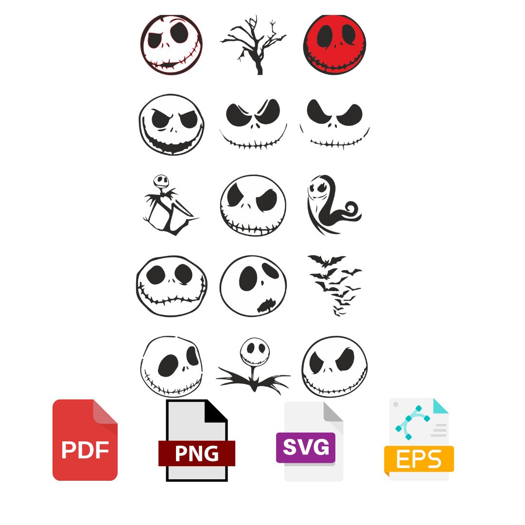 Jack Skellington Svg Layered Item, Jack Skellington Face Clipart ...