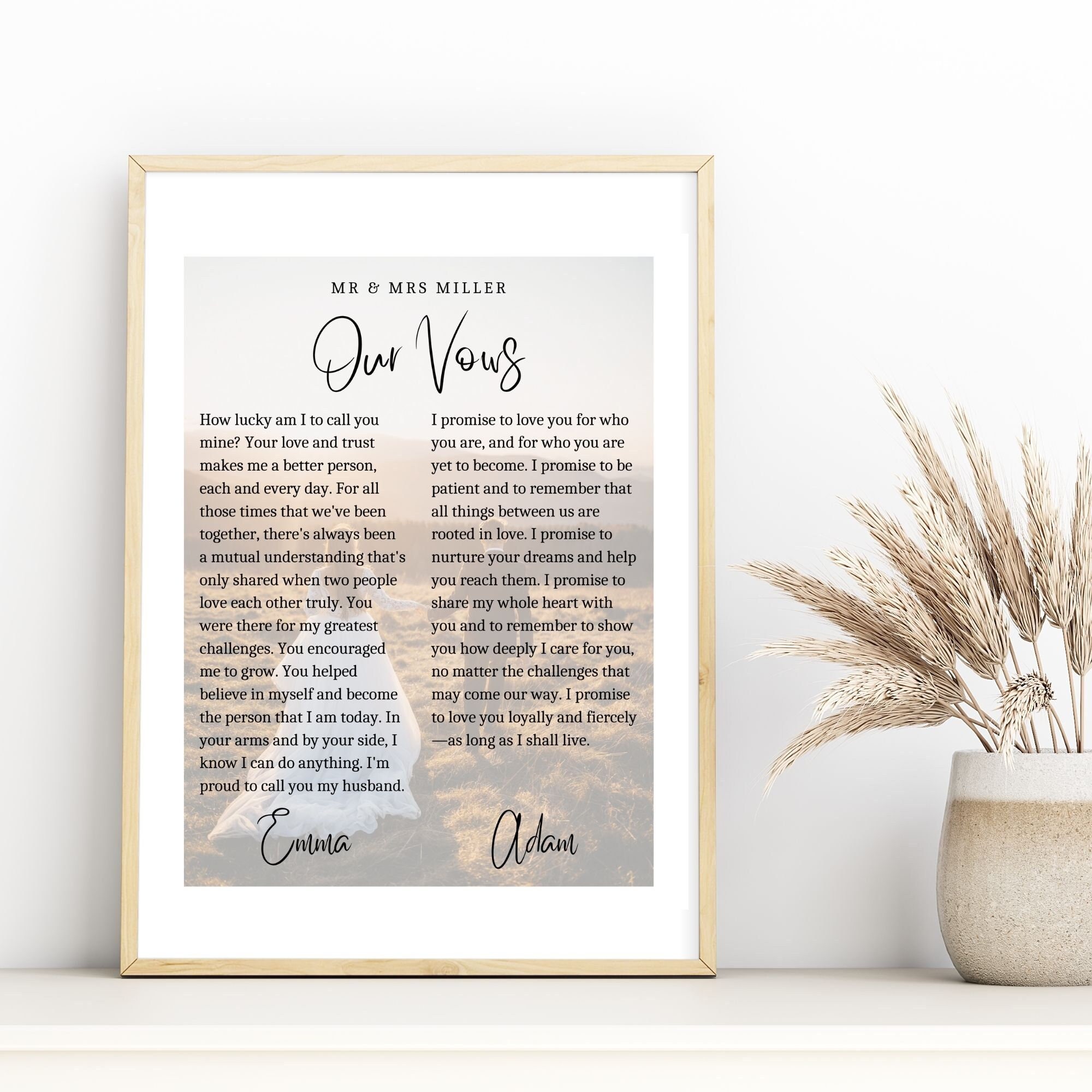 Printable Wedding Vows, First Anniversary - Etsy