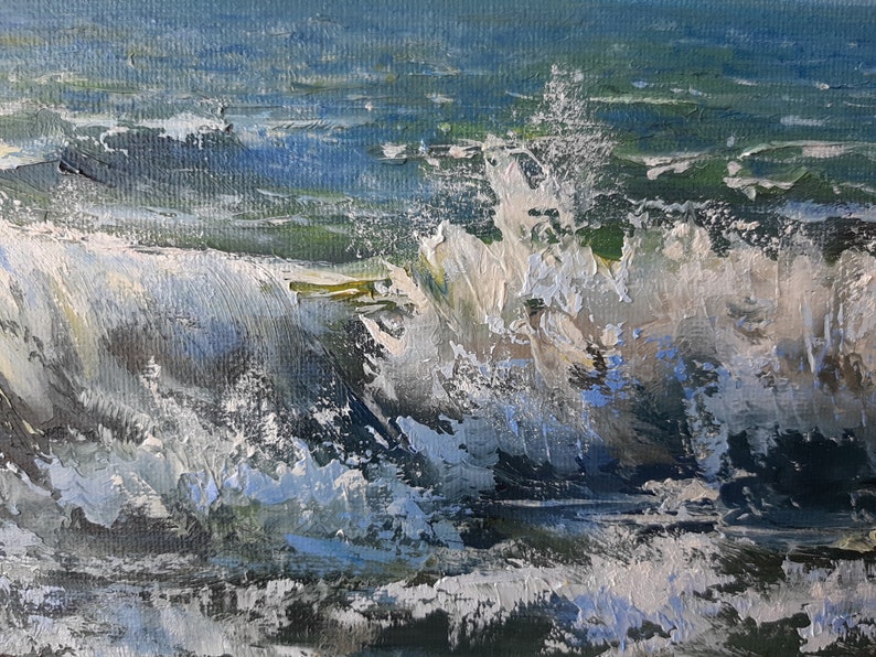 Seascape Painting Large Sunset Painting Storm on the Sea Boats Sky and ...