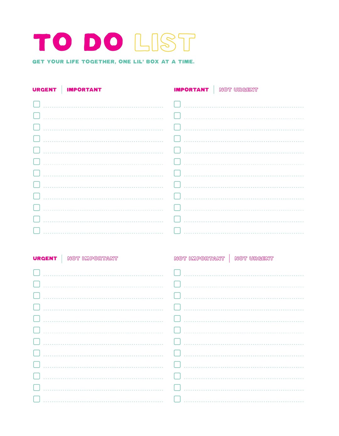 Colorful to Do List | Time Management | Focus | ADHD | Organization - Etsy