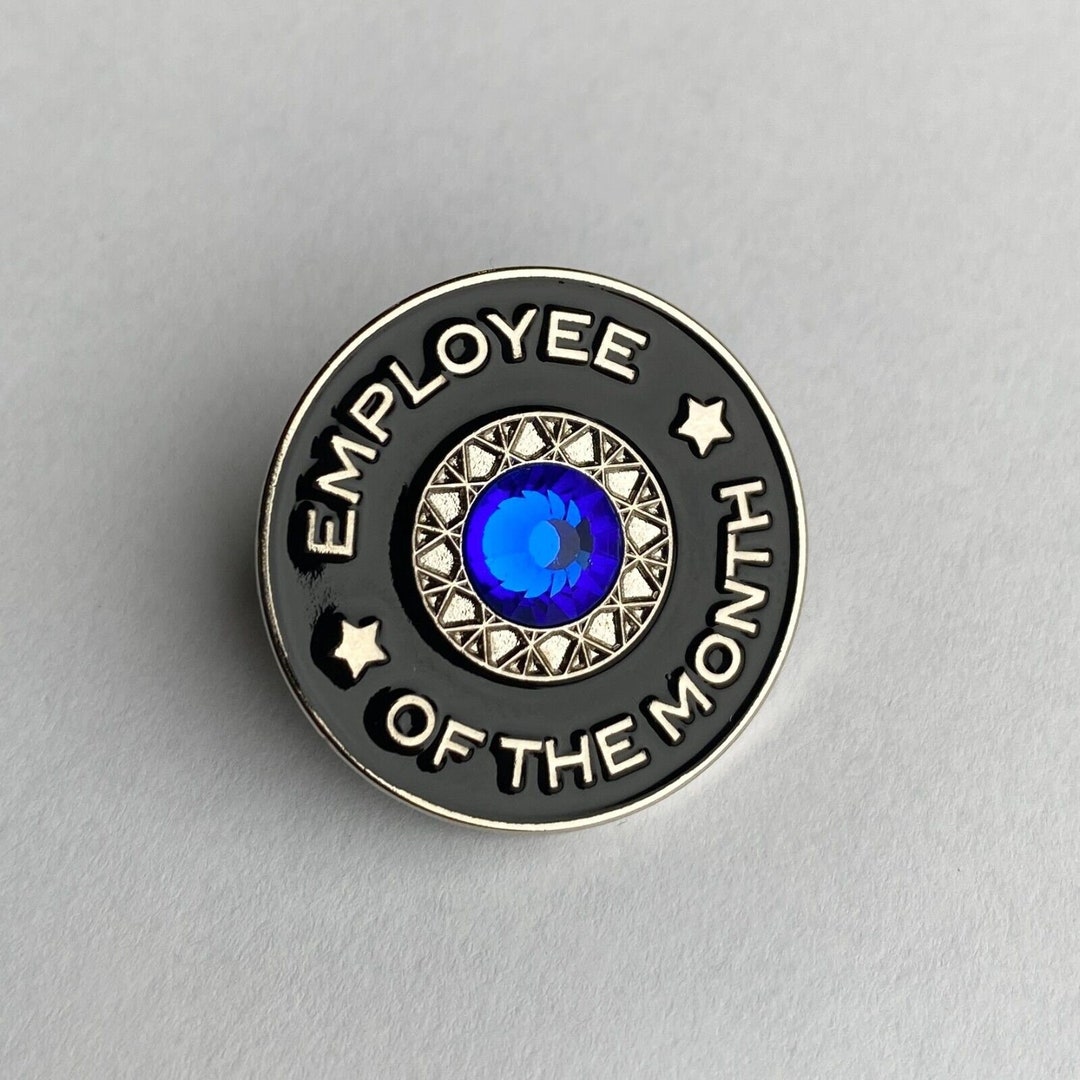 Employee of the Month Blue Sapphire Stone Award Lapel Pin - Etsy Employee of the Month Blue Sapphire Stone Award Lapel Pin - Etsy
