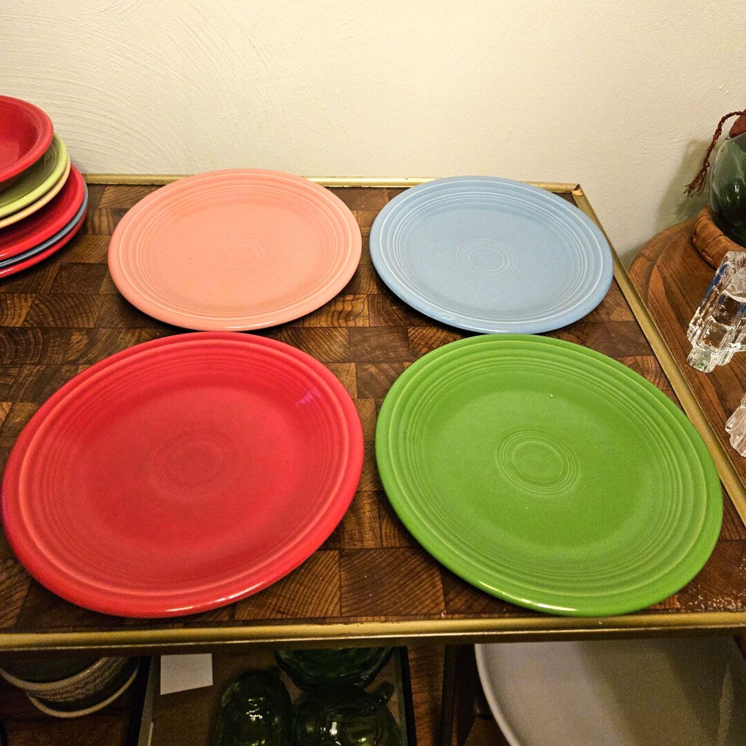 Vintage Fiestaware Luncheon Plates 7: Red, Shamrock Green, Turquoise ...