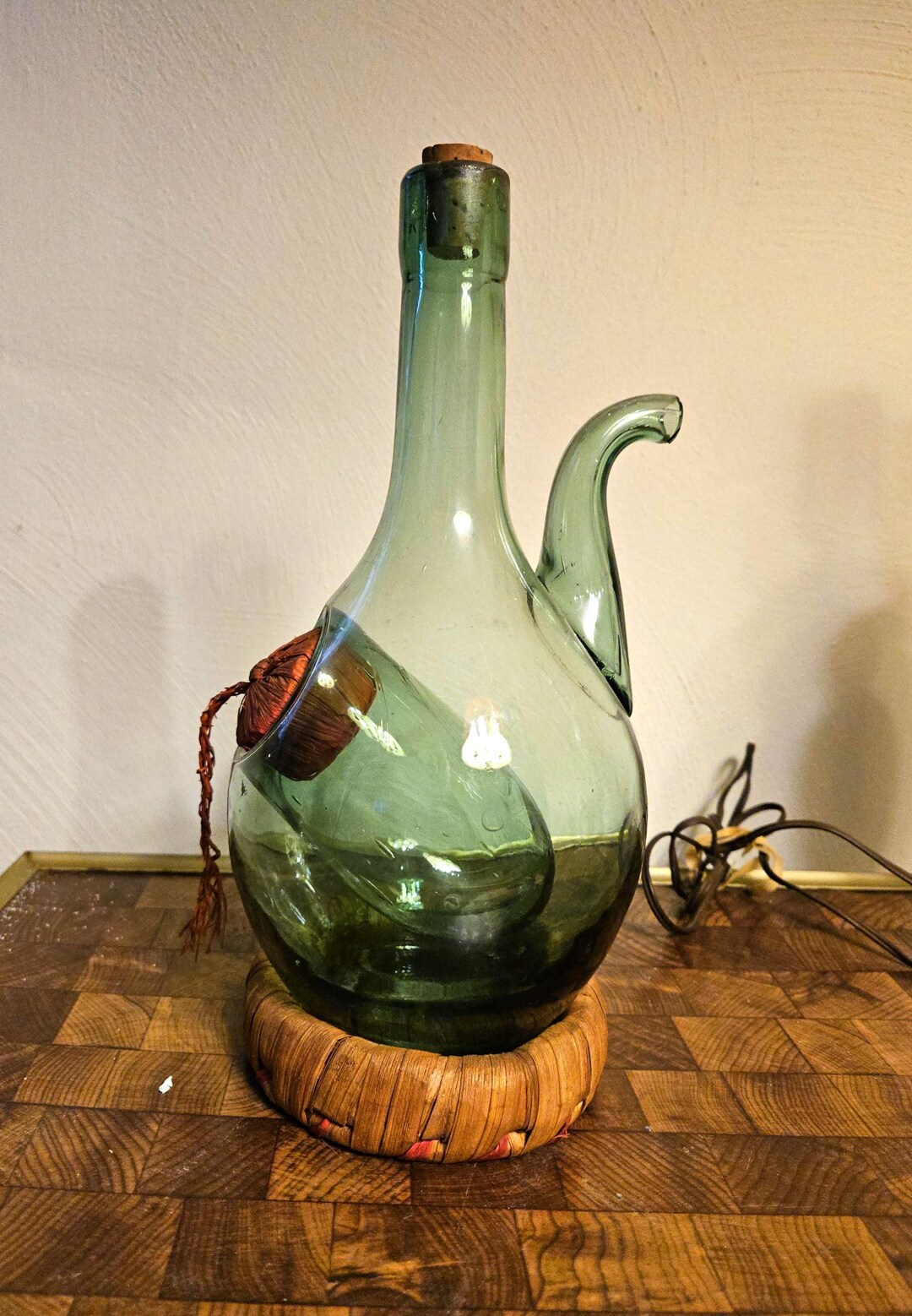 Vintage Italian Glass Chianti Decanter Within Chamber and Woven ...
