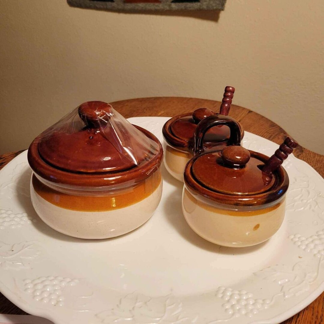 Vintage Stoneware Crock and Dip Jars - Etsy