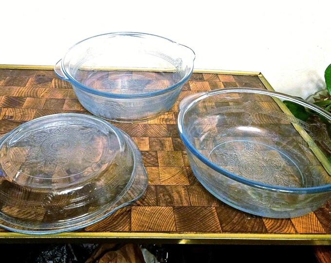 Vintage Fire King Sapphire Blue Glass Casserole Dish With Gorgeous ...