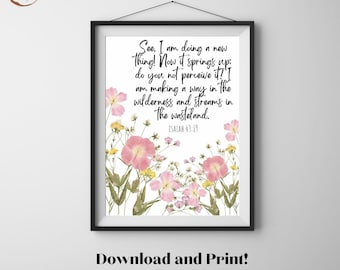 Isaiah 43:19 Behold I Will Do a New Thing Bible Verse Wall Art Print ...