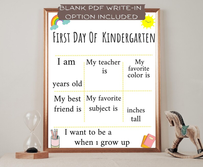 First Day of Kindergarten Sign Printable, Editable First Day of School ...