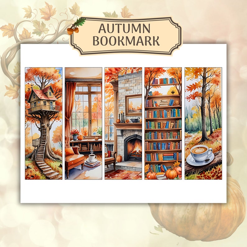 Autumn Printable Bookmarks, Autumn Reading Bookmark, Printable 5 ...