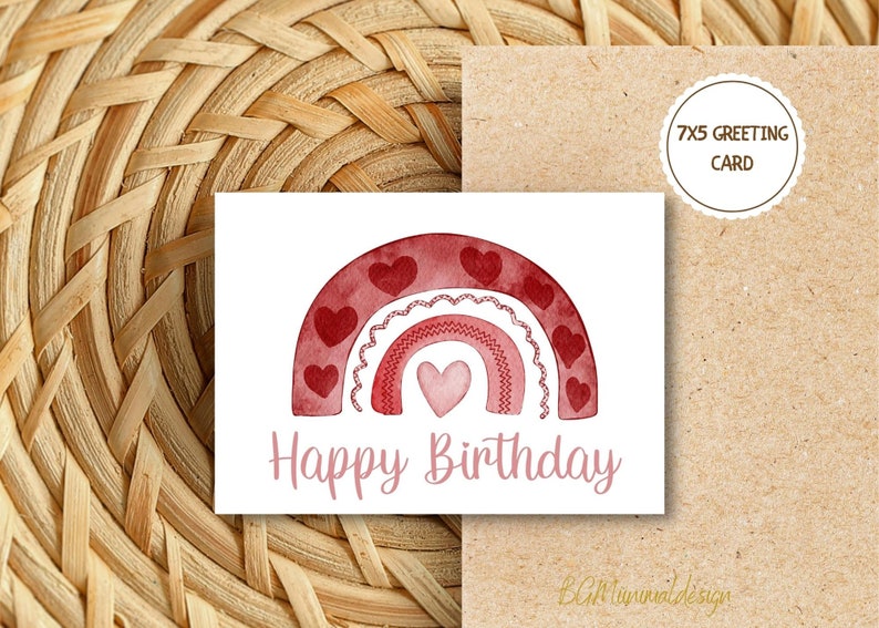 Rainbow Birthday Card, Printable Happy Birthday Card, ,5x7 Inch Card - Etsy