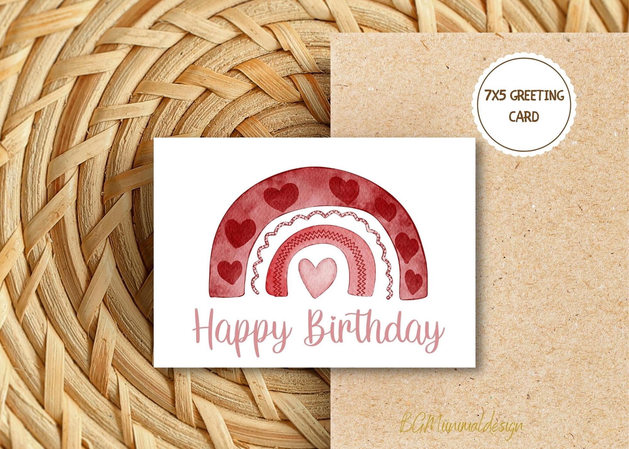 Rainbow Birthday Card, Printable Happy Birthday Card, ,5x7 Inch Card - Etsy