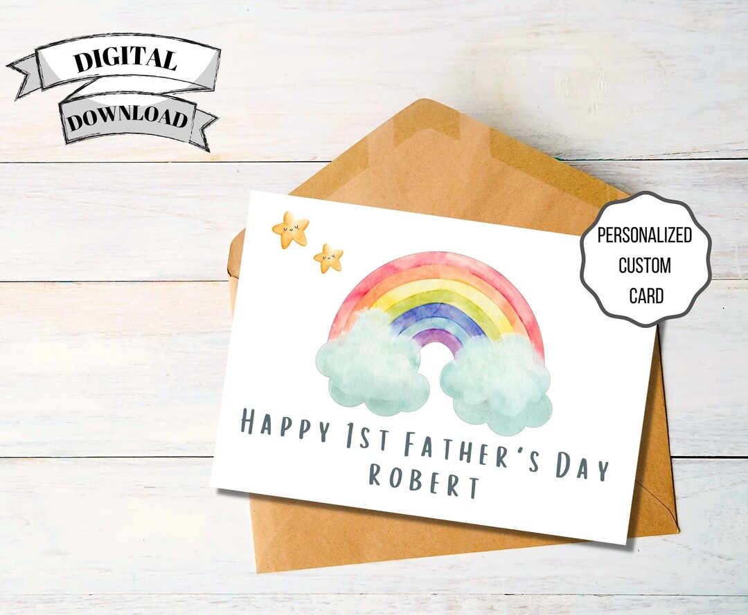 Custom Fathers Day Card With Name, Fathers Day Digital Printable Card ...