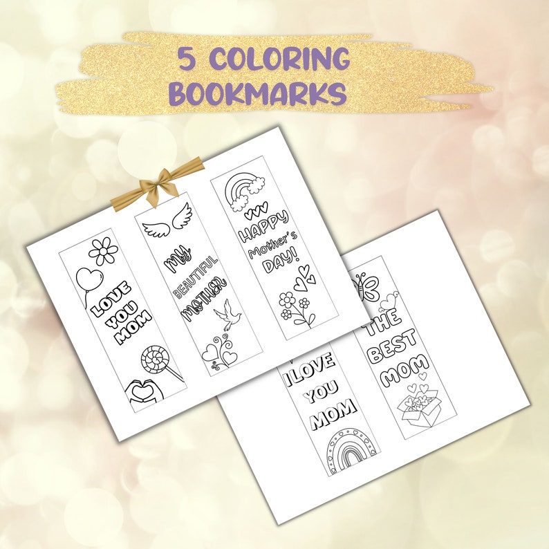 Mothers Day Coloring Bookmarks Printable, Present From Kids, Coloring ...