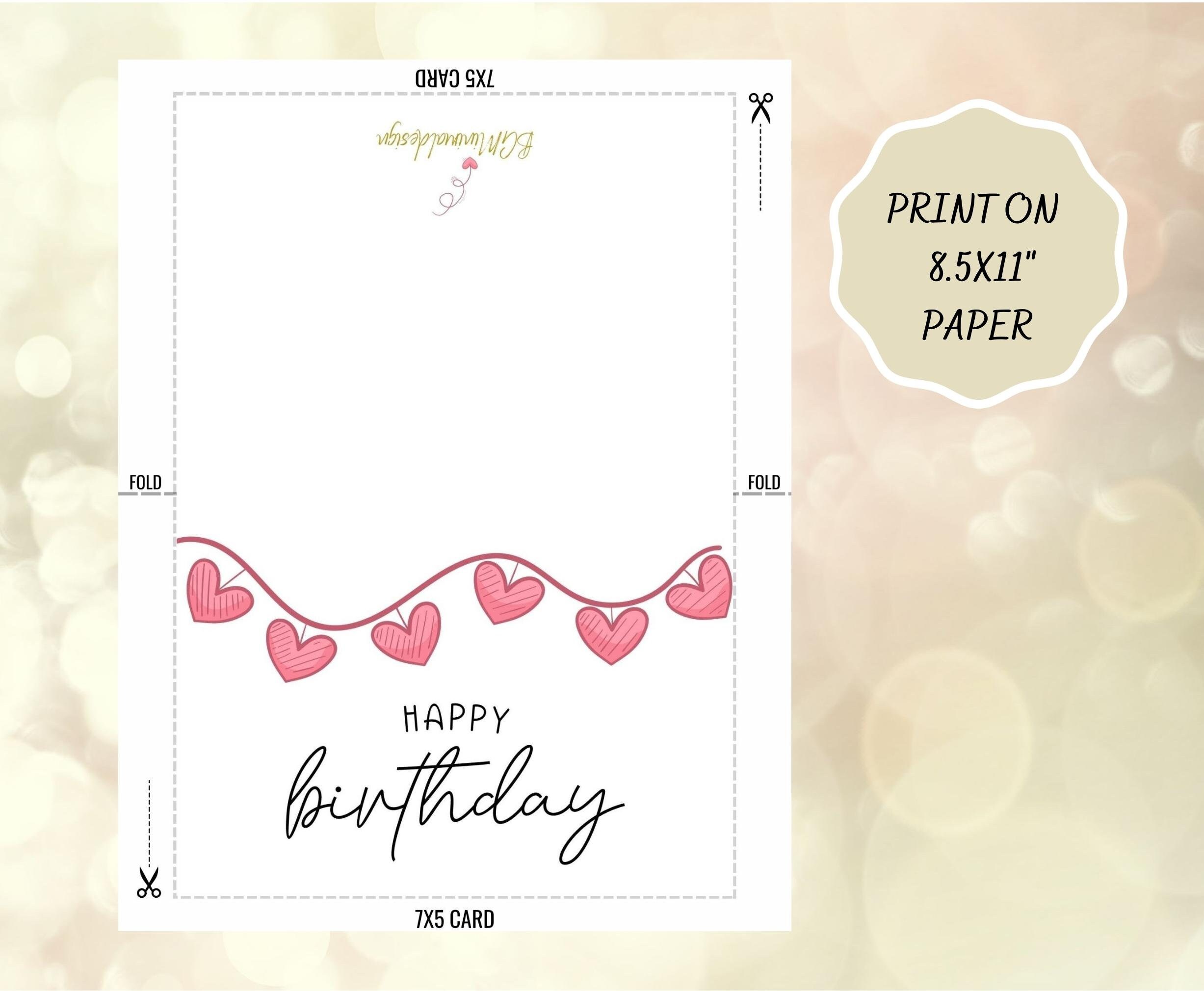 Happy Birthday Card Printable ,happy Birthday Printable Card, 7x5 ...