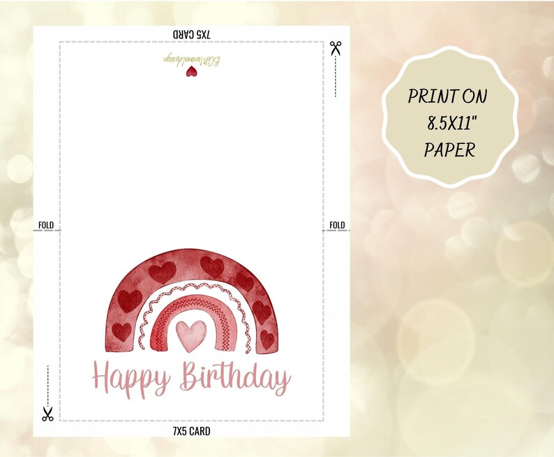 Rainbow Birthday Card, Printable Happy Birthday Card, ,5x7 Inch Card - Etsy