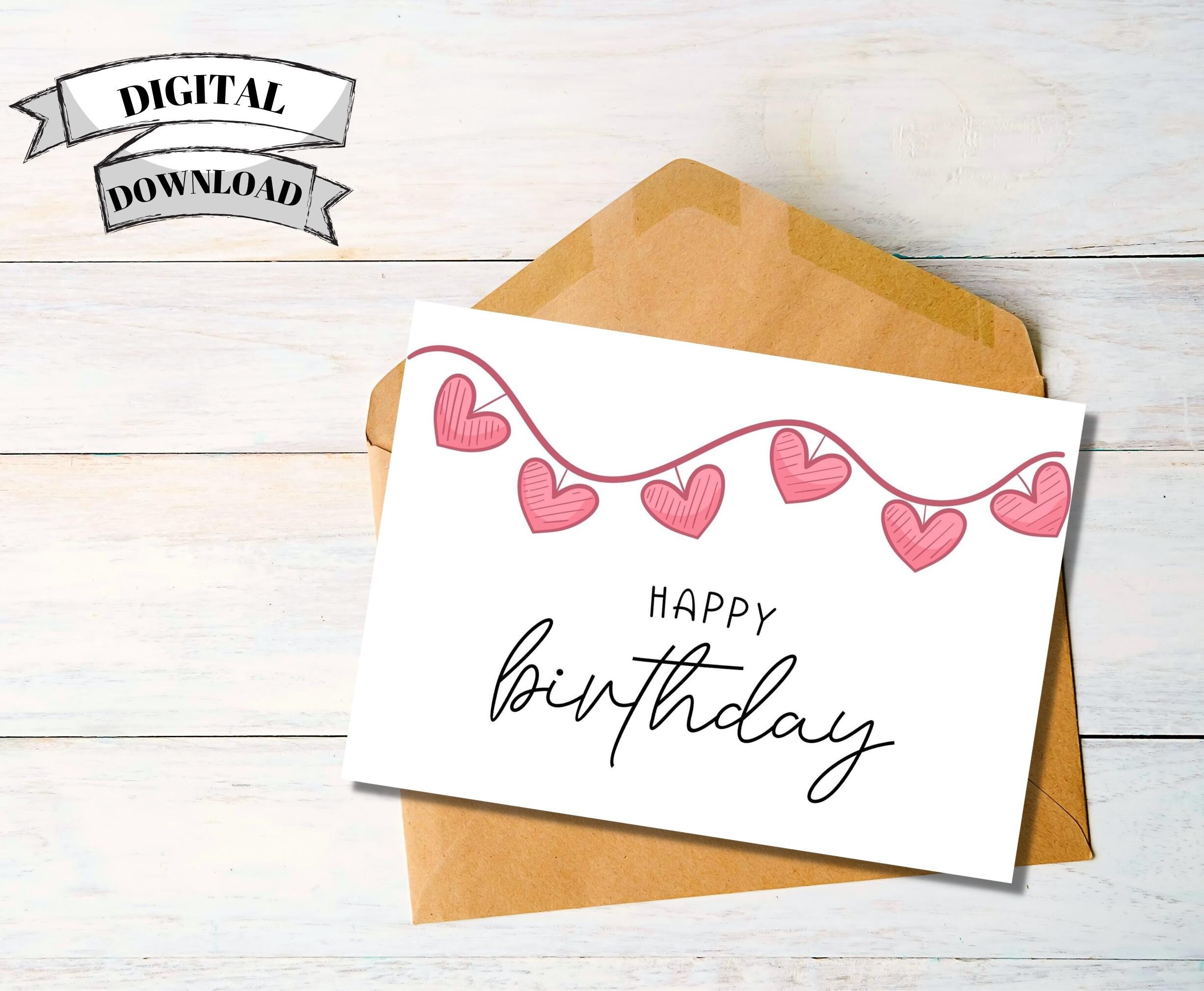 Happy Birthday Card Printable ,happy Birthday Printable Card, 7x5 ...
