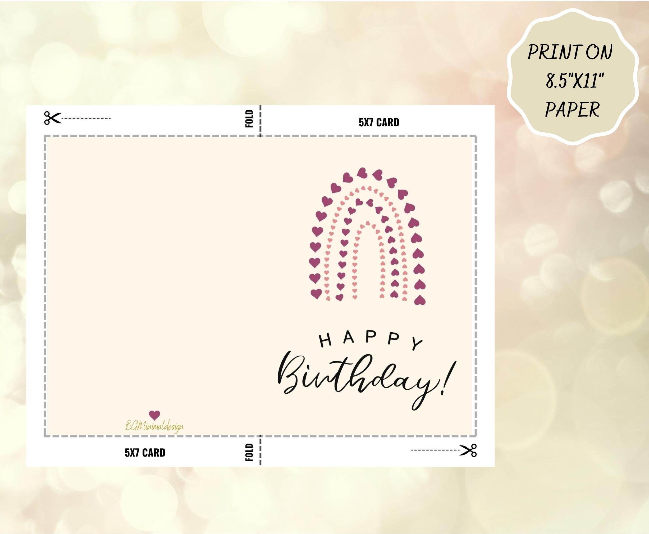 Rainbow Birthday Card, Printable Happy Birthday Card, ,5x7 Inch Card - Etsy