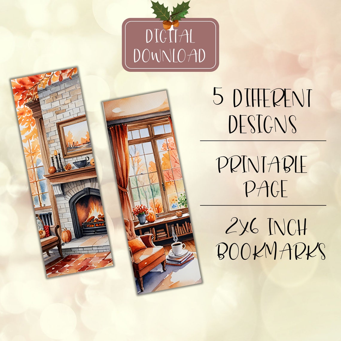 Autumn Printable Bookmarks, Autumn Reading Bookmark, Printable 5 ...