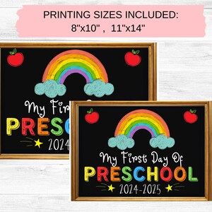 First Day of Preschool Sign, Printable First Day, School Sign, Back to ...