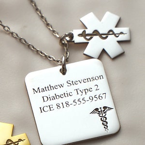 Personalized Medical Awareness Necklace, Medical Alert Necklace - Etsy