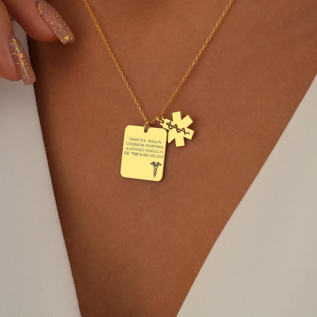 Personalized Medical Awareness Necklace, Medical Alert Necklace - Etsy