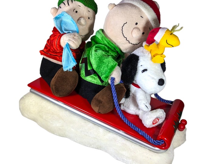 Vintage GEMMY Peanuts Animated Sleigh Sled Snoopy Charlie Brown Linus ...