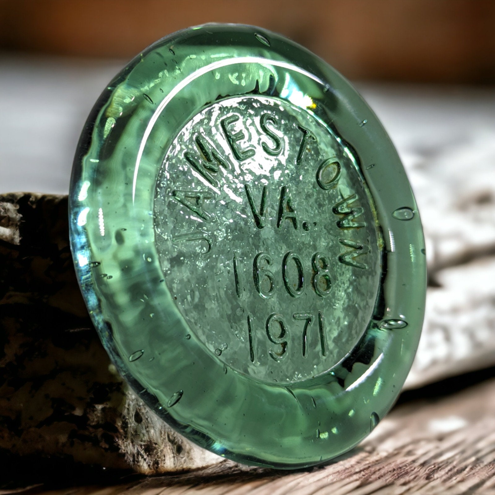 Vintage Jamestown Green Glass Paperweight / Coaster - Etsy