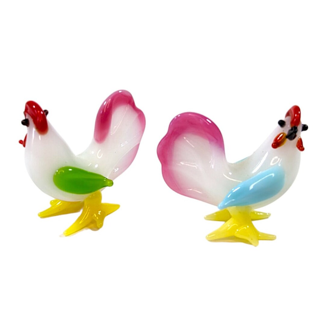 Vintage Hand Blown Glass Chicken Figurines - Etsy
