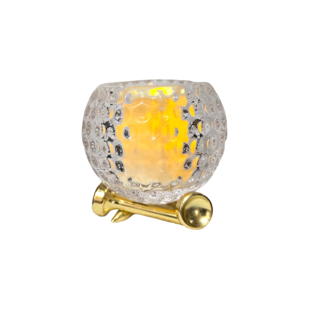 Vintage Golf Ball Tee off Glass Tealight With Gold Tees Stand by ...