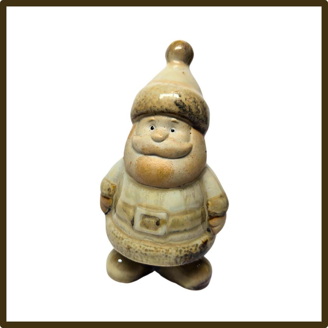 Vintage Ceramic Santa Figurine Rustic Earthtones Brown Pottery Home ...
