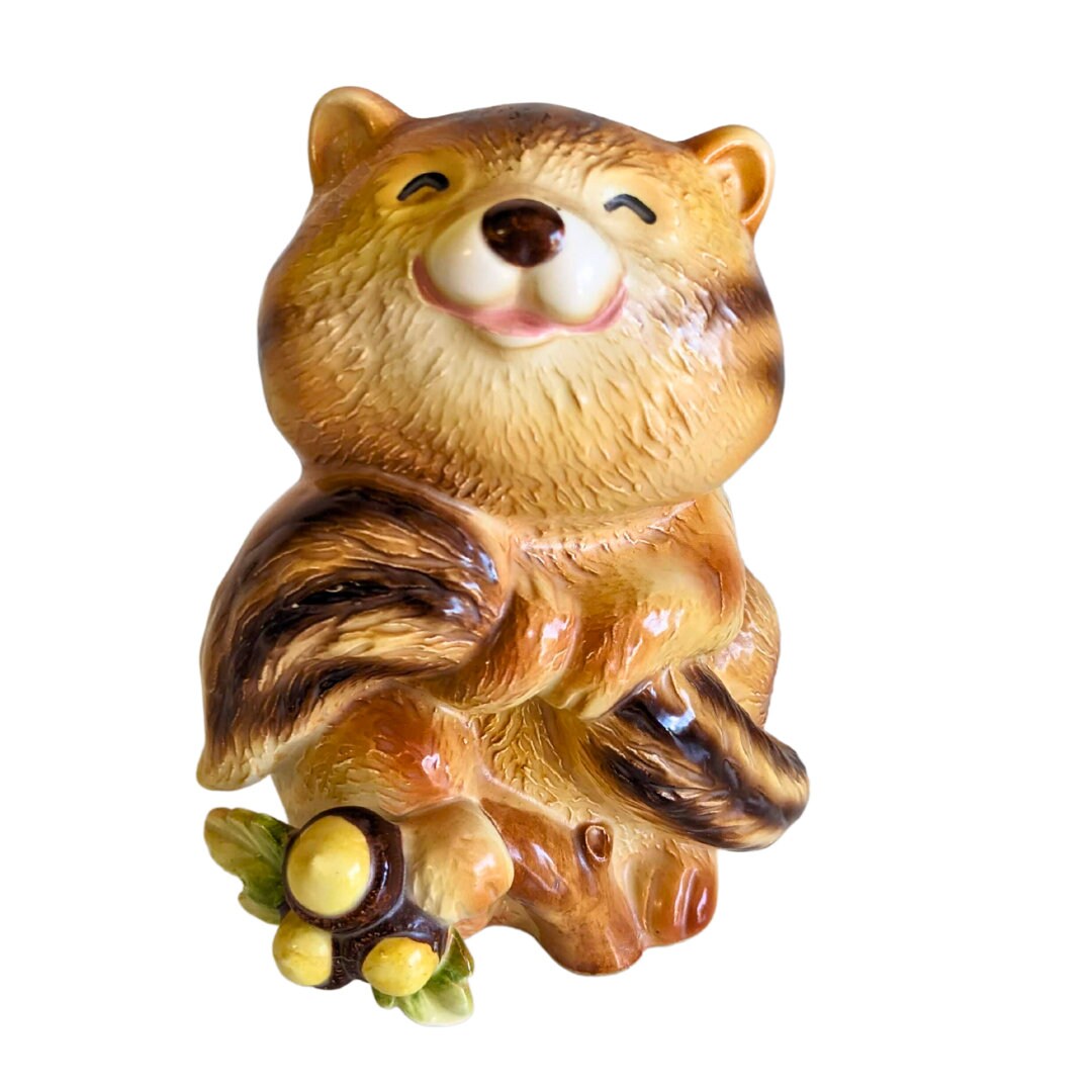 Happy Chipmunk With Acorns Planter NAPCO Taiwan 3524 - Etsy