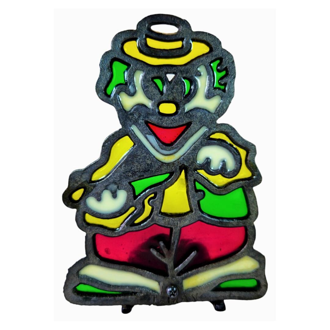 Vintage Stained Glass Clown Cast Iron Candle Holder - Etsy