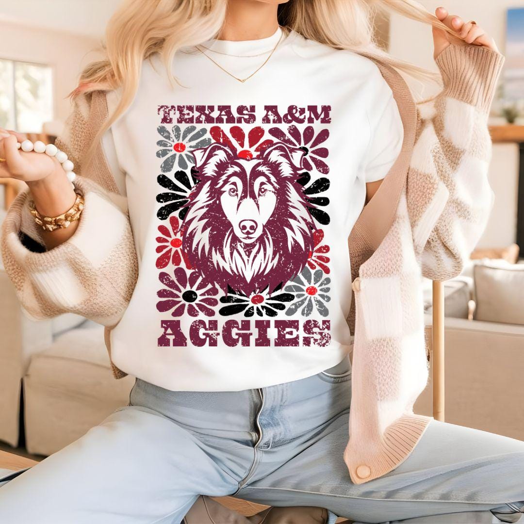 Aggies Shirt Boho Floral Comfort Colors Tee Retro Aggie Spirit Graphic ...