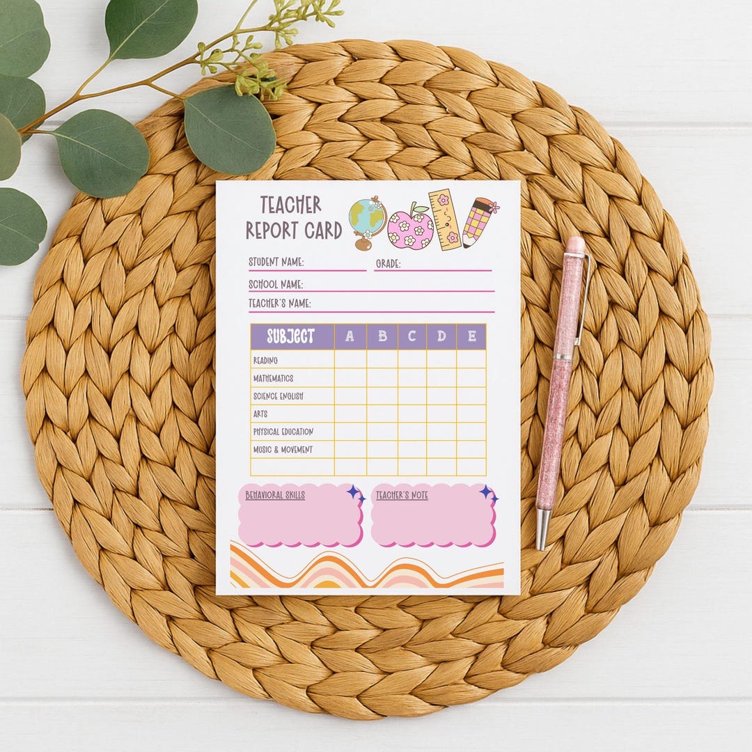 Teacher Report Card Pretend Play Notepad | 4x6 Kids School Role Play ...