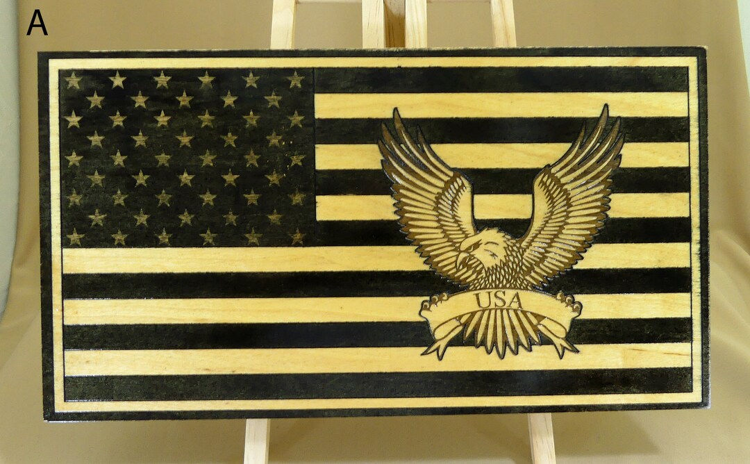 Wood Flags Laser Engraved - Different Designs - Etsy