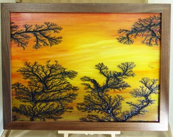 Lichtenberg Fractal Wood Burning Wall Art Framed - Etsy