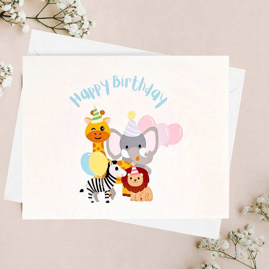 Happy Birthday Animal Card - Etsy