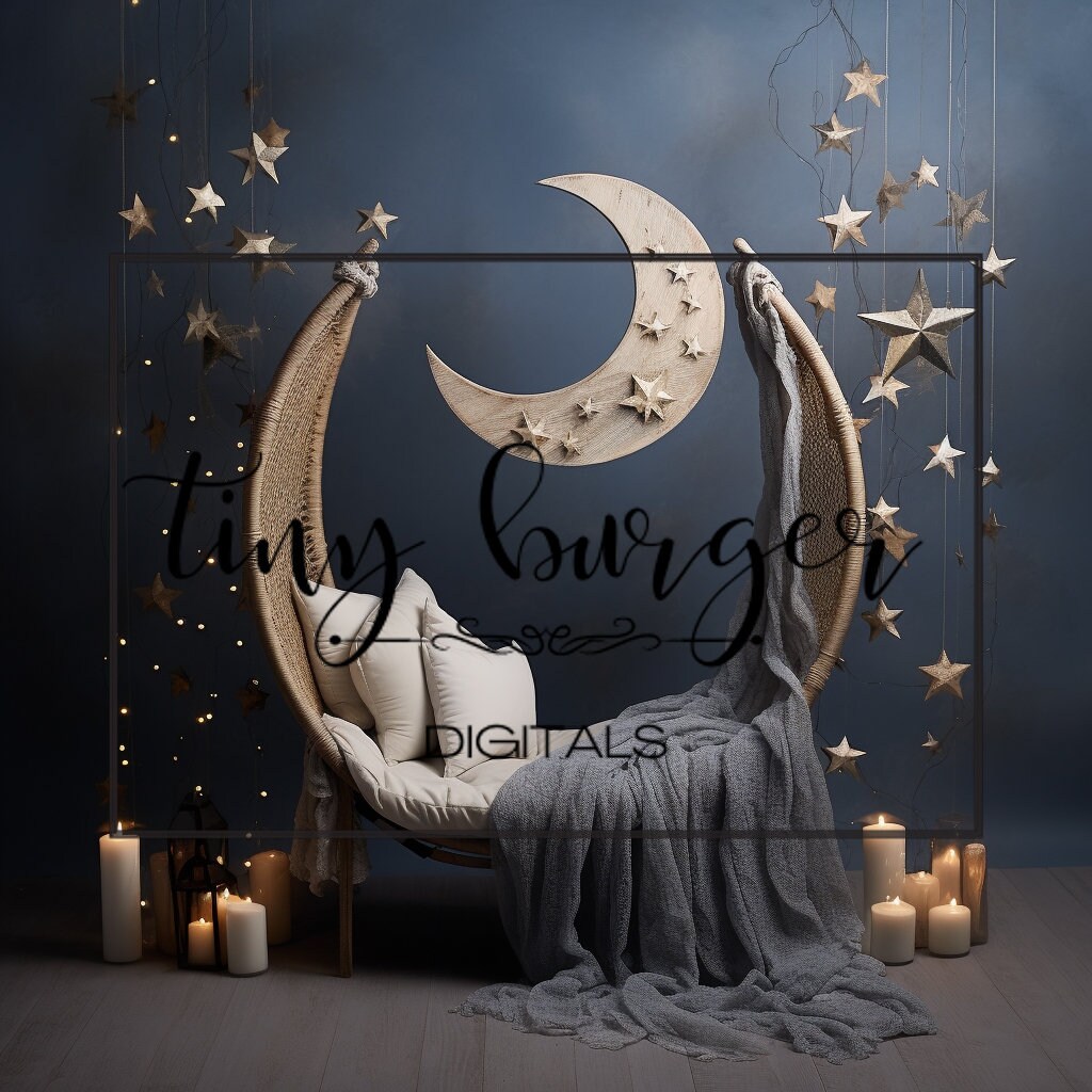 Newborn Moon Themed Newborn Digital Backdrop Stars Moon Composite - Etsy