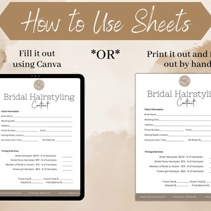 Bridal Hair Contract, Bridal Hair Styling Template, Bridal Contract ...