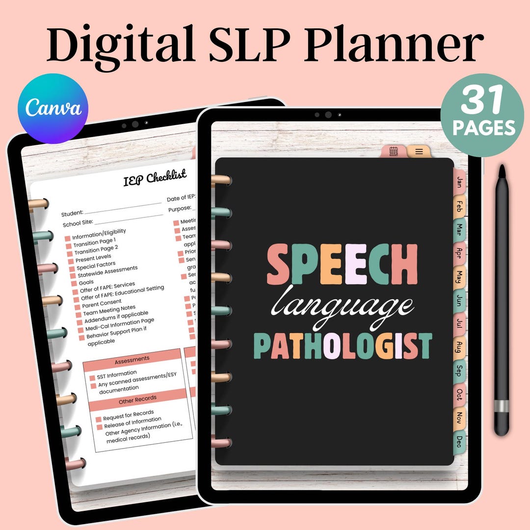 2025 SLP Digital Planner, Speech Language Pathologist, Therapist Tools ...