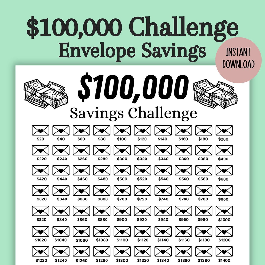100000 Savings Challenge Printable, 100k Savings Challenge, Money ...