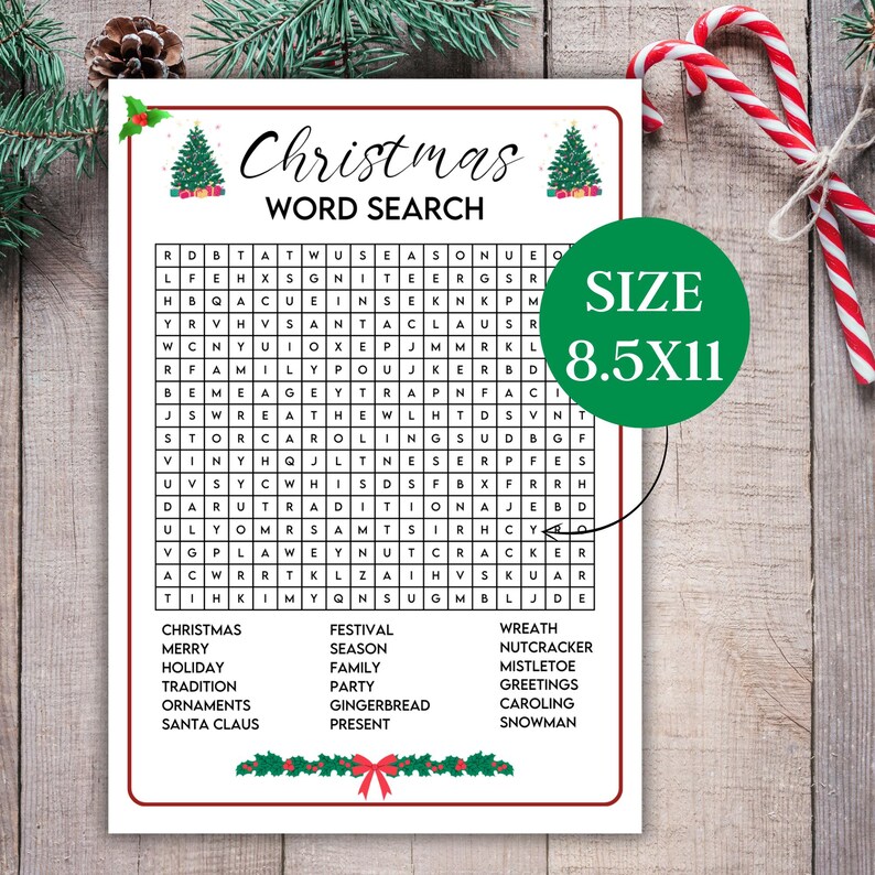 Printable Christmas Game Bundle, Family Christmas Trivia, Word Search ...