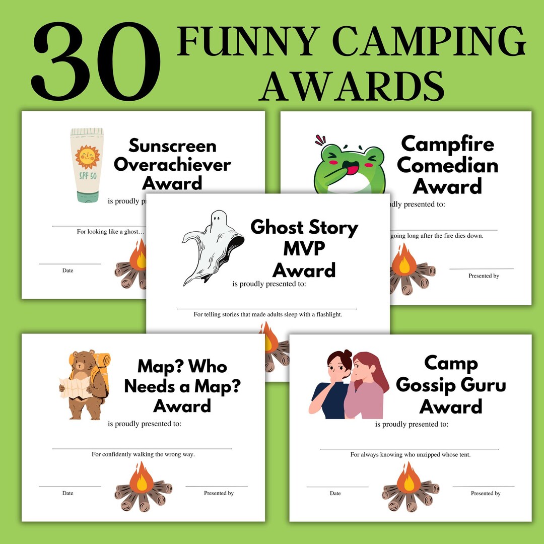 Funny Camp Award Certificates, Summer Camp Ceremony Certificates ...