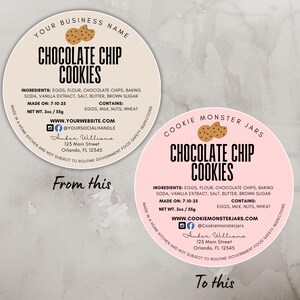 Editable Cottage Food Label, DIY Bakery Label, Printable Food ...