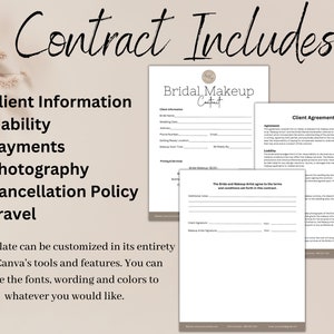 Bridal Makeup Contract, Editable Bridal Makeup Artist Contract Template ...