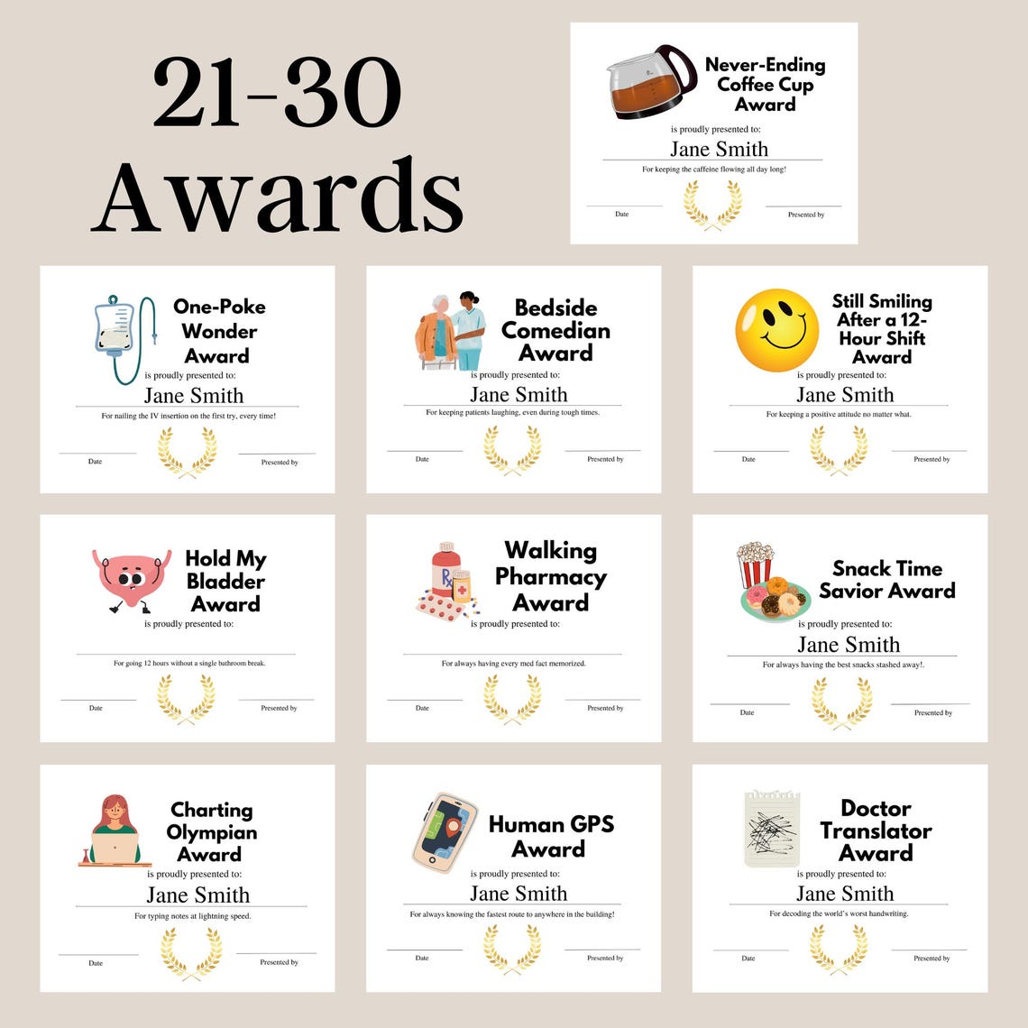 Funny Nursing Award Certificates, Nurse Appreciation Week, Medical ...