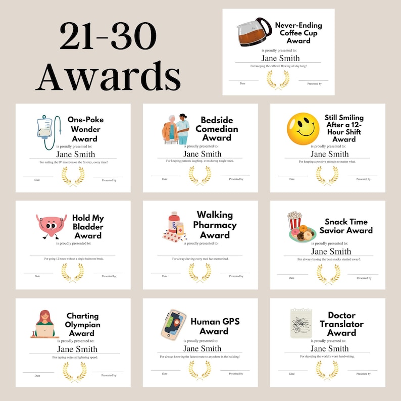 Funny Nursing Award Certificates, Nurse Appreciation Week, Medical ...
