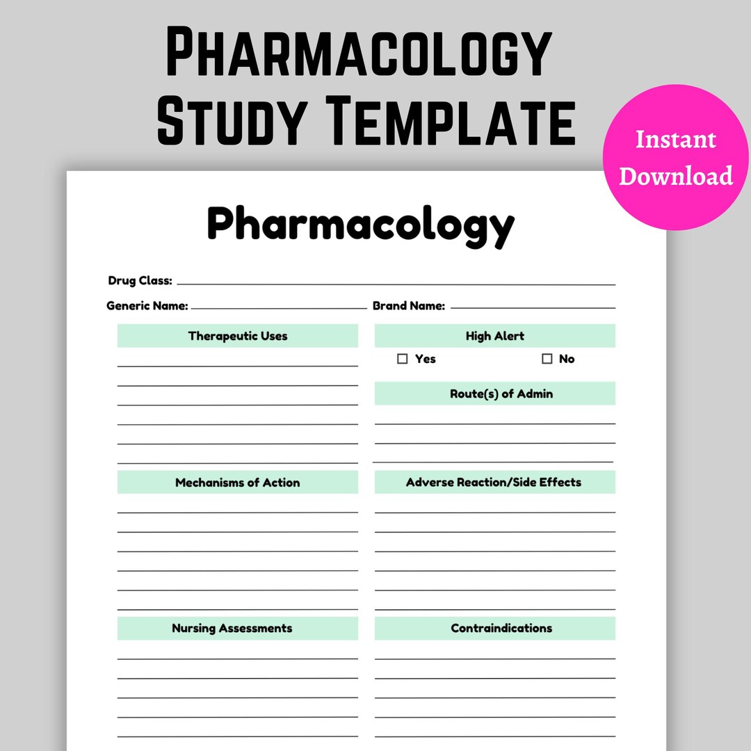 Printable Pharmacology Notes for Nursing Student, NCLEX, Pharmacologist ...